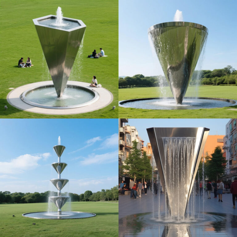 Inverted Trapezoidal Geometric Fountain Metal Outdoor Decor DZN150 - D ...