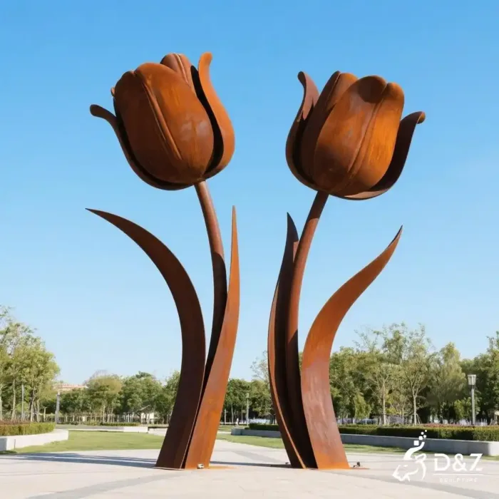 Corten Giant Tulip Sculpture | Abstract Outdoor Landmark Art DZN216 - D ...