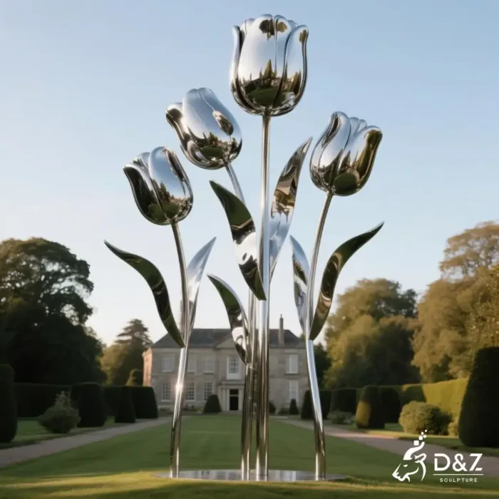 Large Metal Tulip Sculpture | Modern Garden Flower Art DZN205 - Custom ...