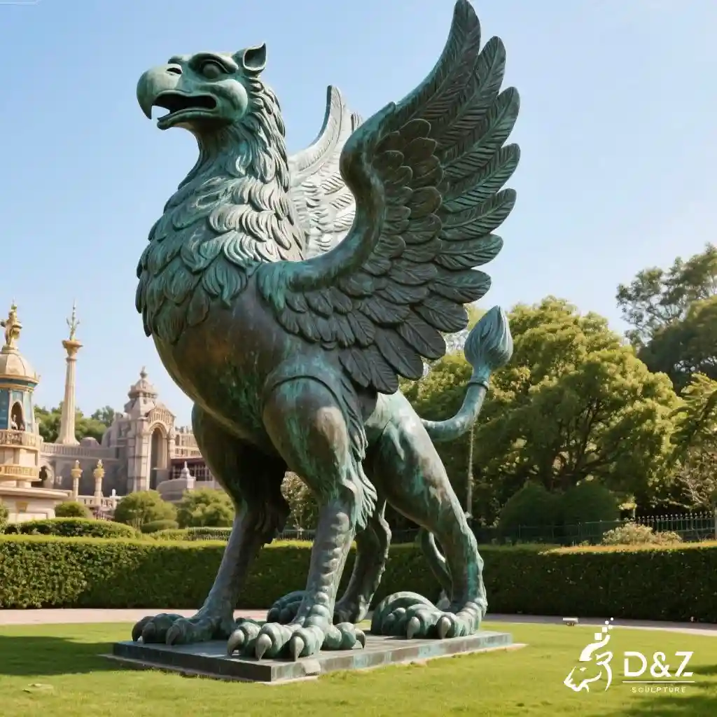 Large Bronze Griffin Statue Outdoor Mythical Gargoyle DZN253 D Z