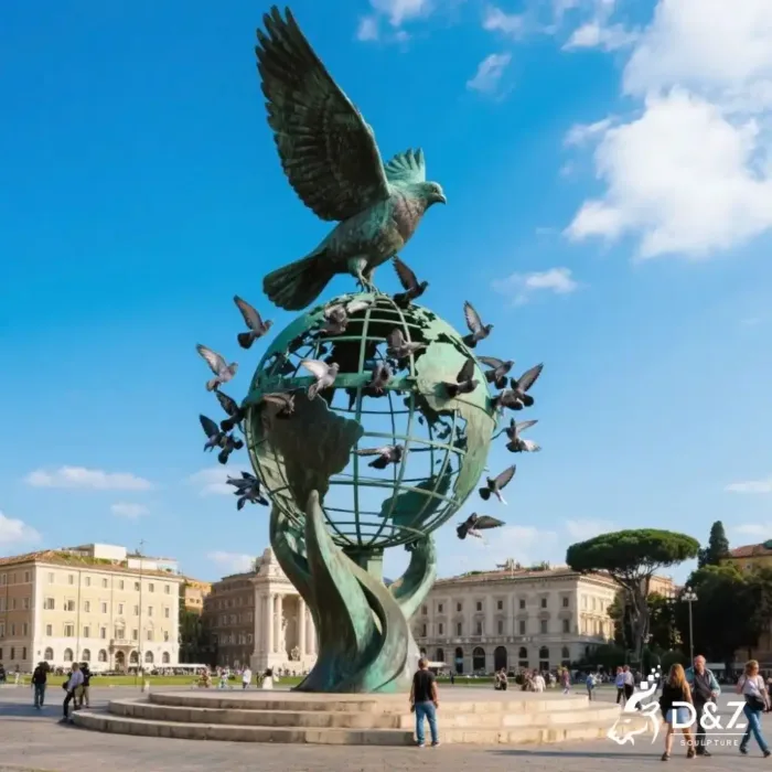 Large Outdoor Bronze Peace Dove Statue With Globe DZN272 - Custom ...