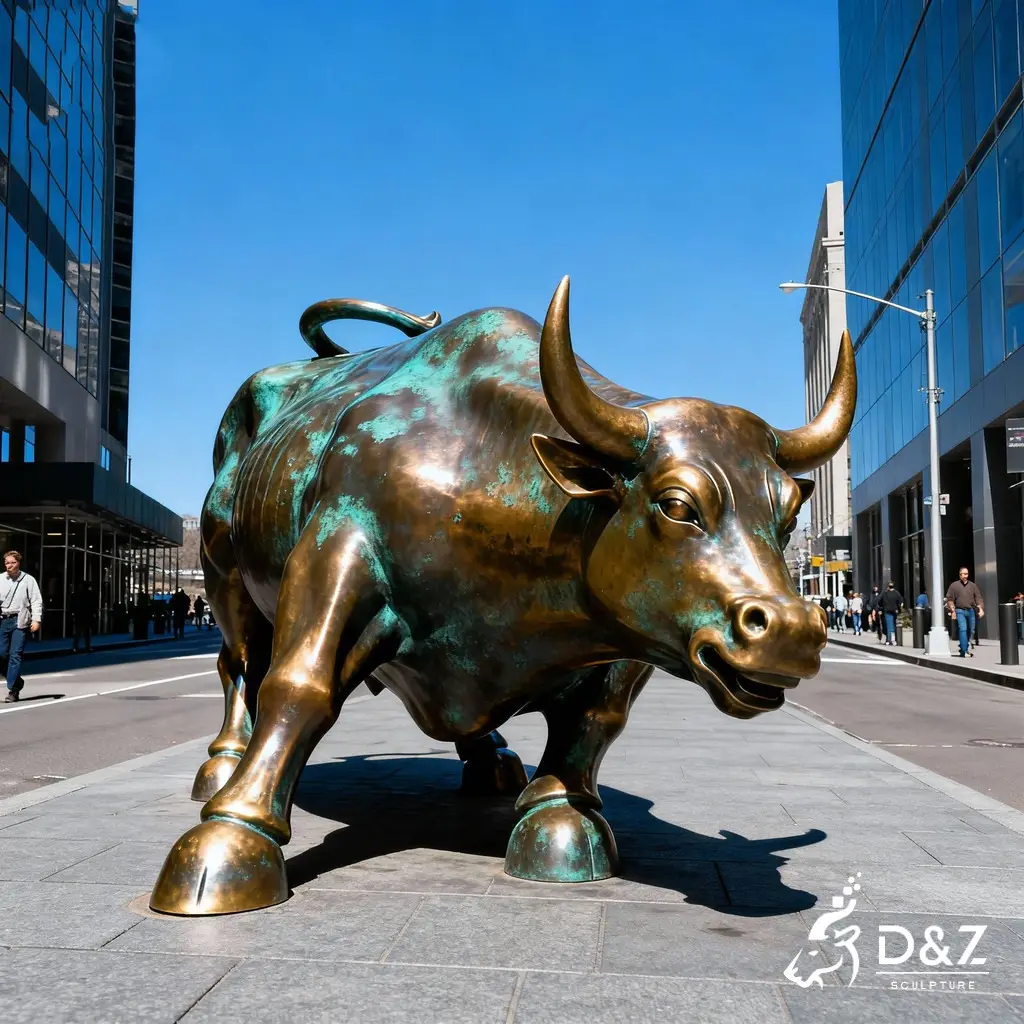 Large Bronze Charging Wall Street Bull Statue for Sale DZN317 - D&Z Sculpture
