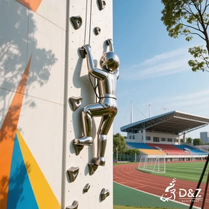 Metal Abstract Rock Climbing Man Wall Sculpture DZN333 - D&Z Sculpture