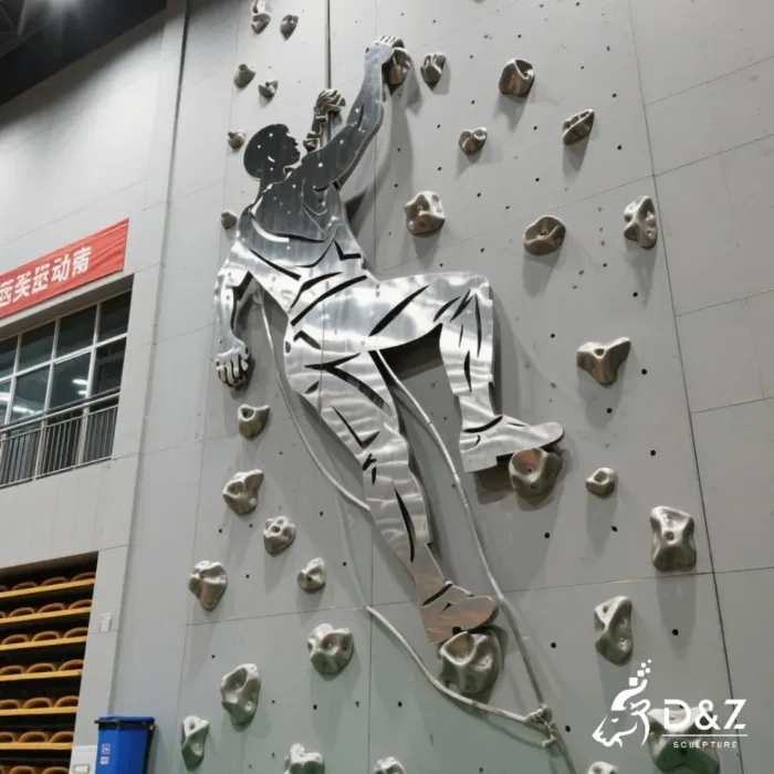 Metal Abstract Rock Climbing Man Wall Sculpture DZN333 - D&Z Sculpture