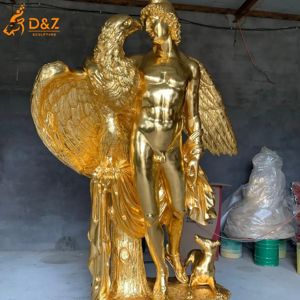 Large Greek Brass Apollo God Statue With Eagle And Dog DZN400 - D&Z ...
