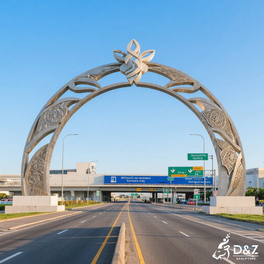 Modern Metal City Entrance Arch Sculpture For Urban Gateway DZN424 ...